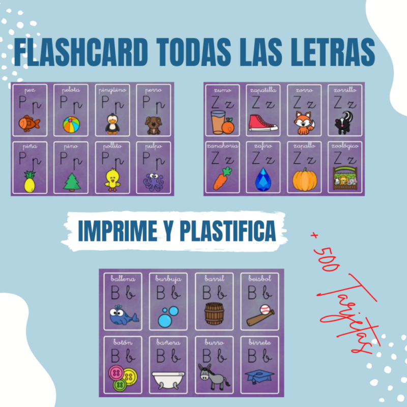 500 FLASH CARDS TARJETAS DE TODAS LAS LETRAS (100 vocales +400 ...