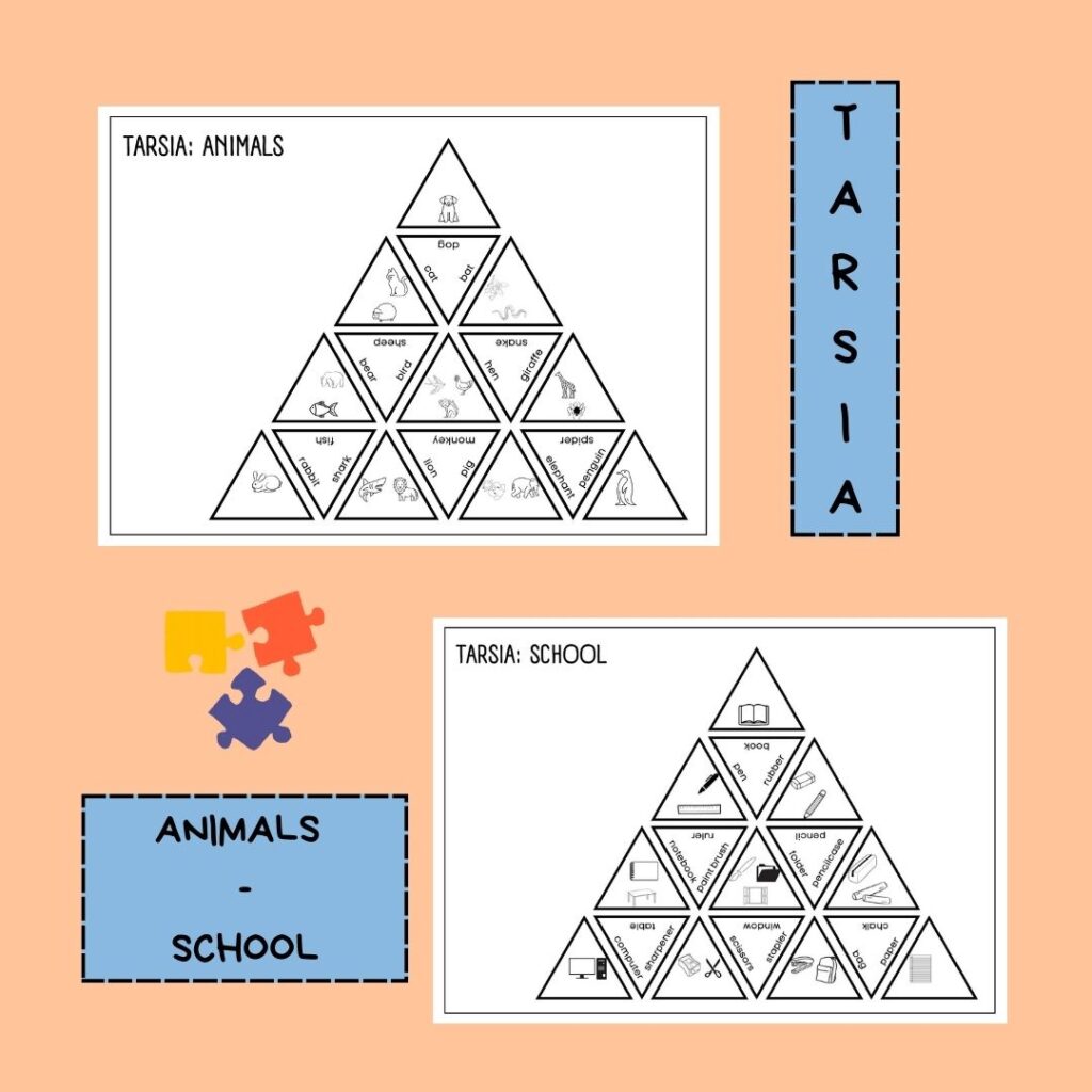 Tarsia animal and school - Aula en Juego