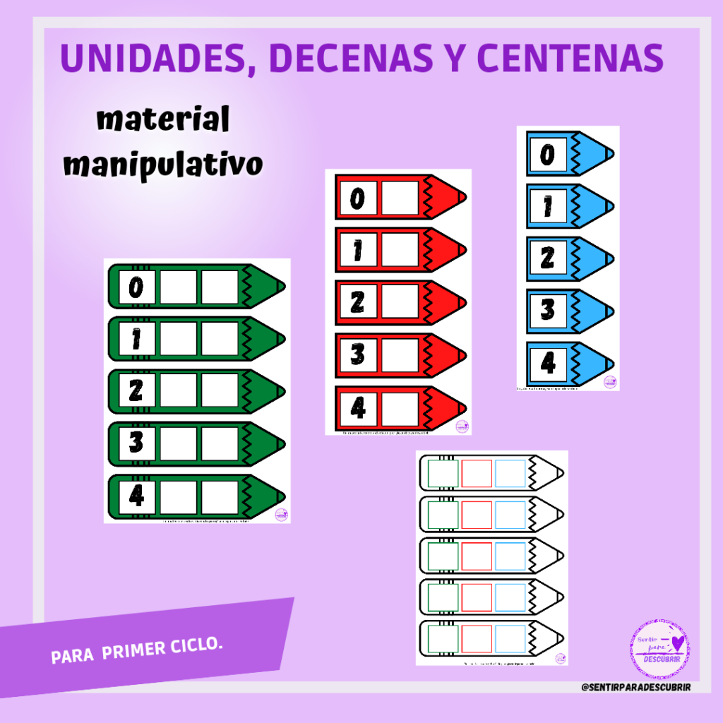 Material unidades decenas y centenas - Aula en Juego