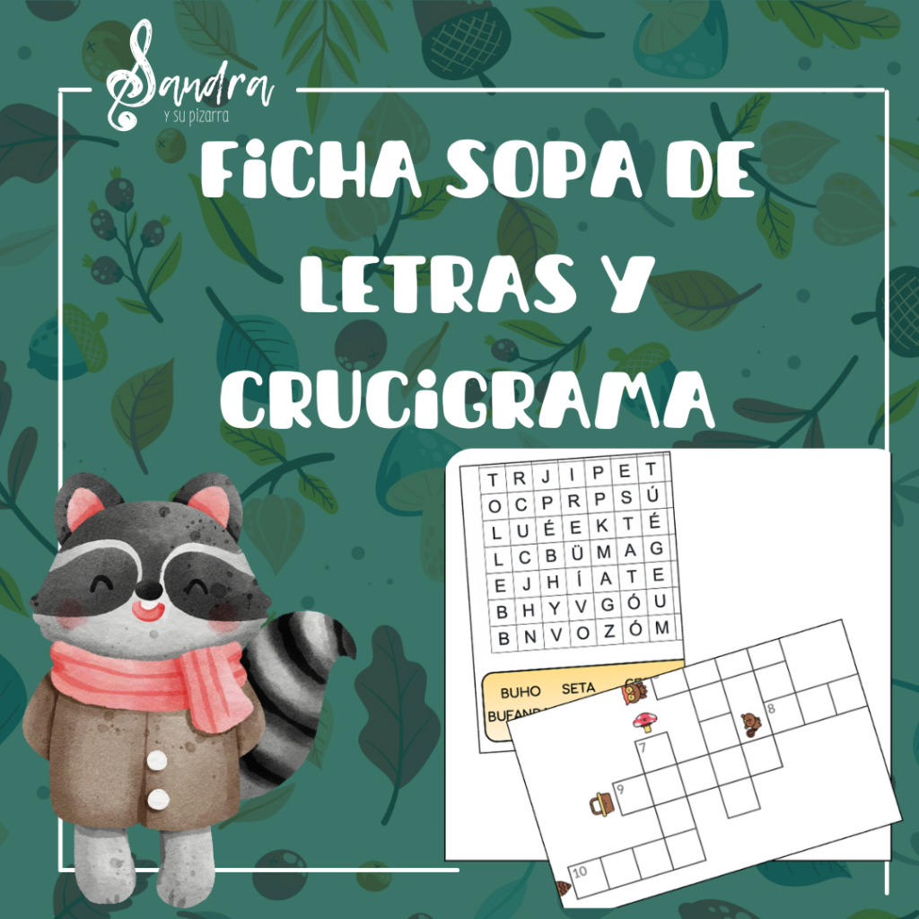 Sopa de letras y crucigrama otoñales - Aula en Juego