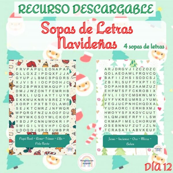 Sopas de letras de Navidad - Aula en Juego
