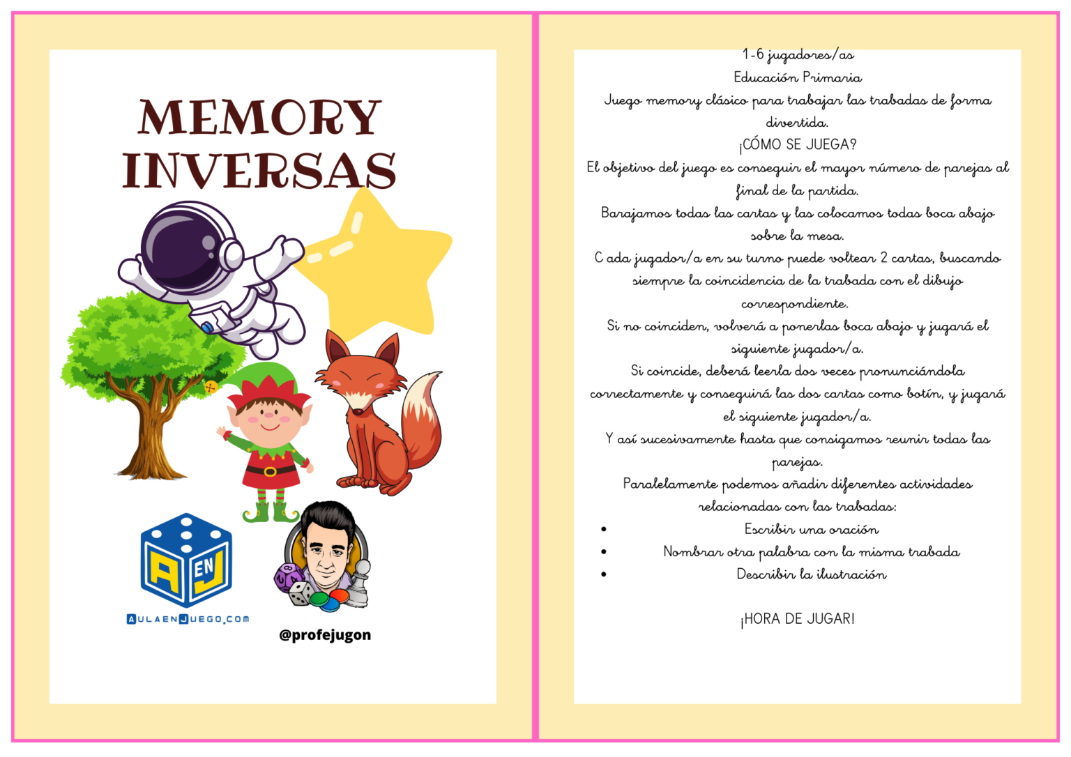 MEMORY SÍLABAS INVERSAS - Aula en Juego