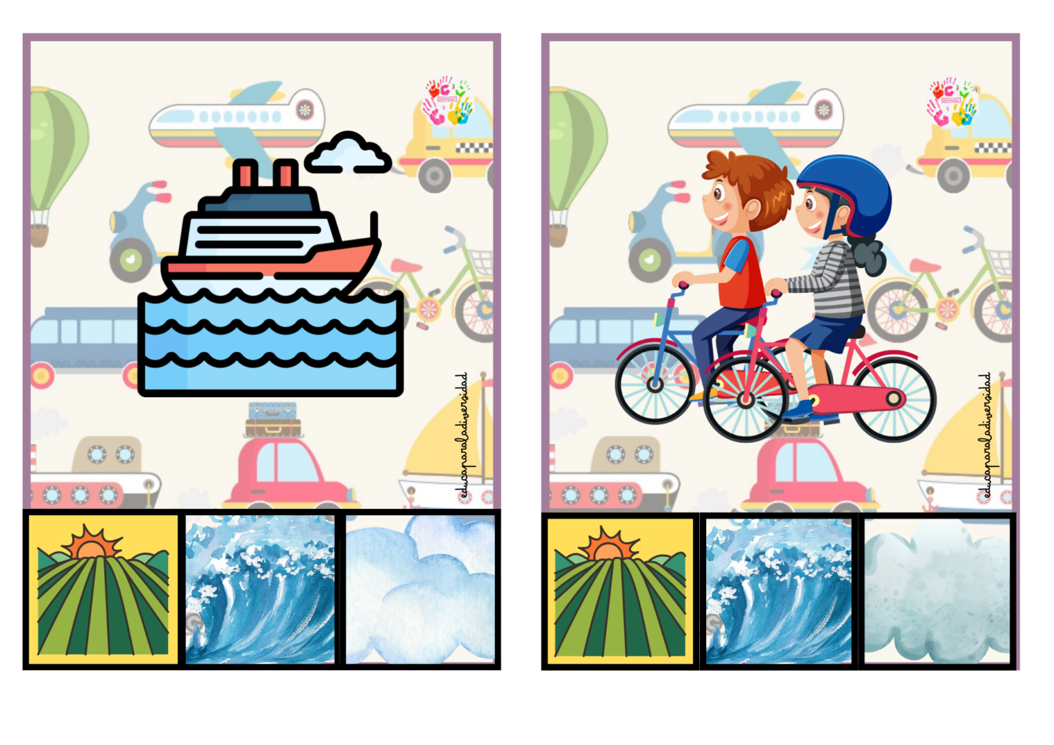 TARJETAS DE ELECCIÓN "LOS MEDIOS DE TRANSPORTE" - Aula en Juego