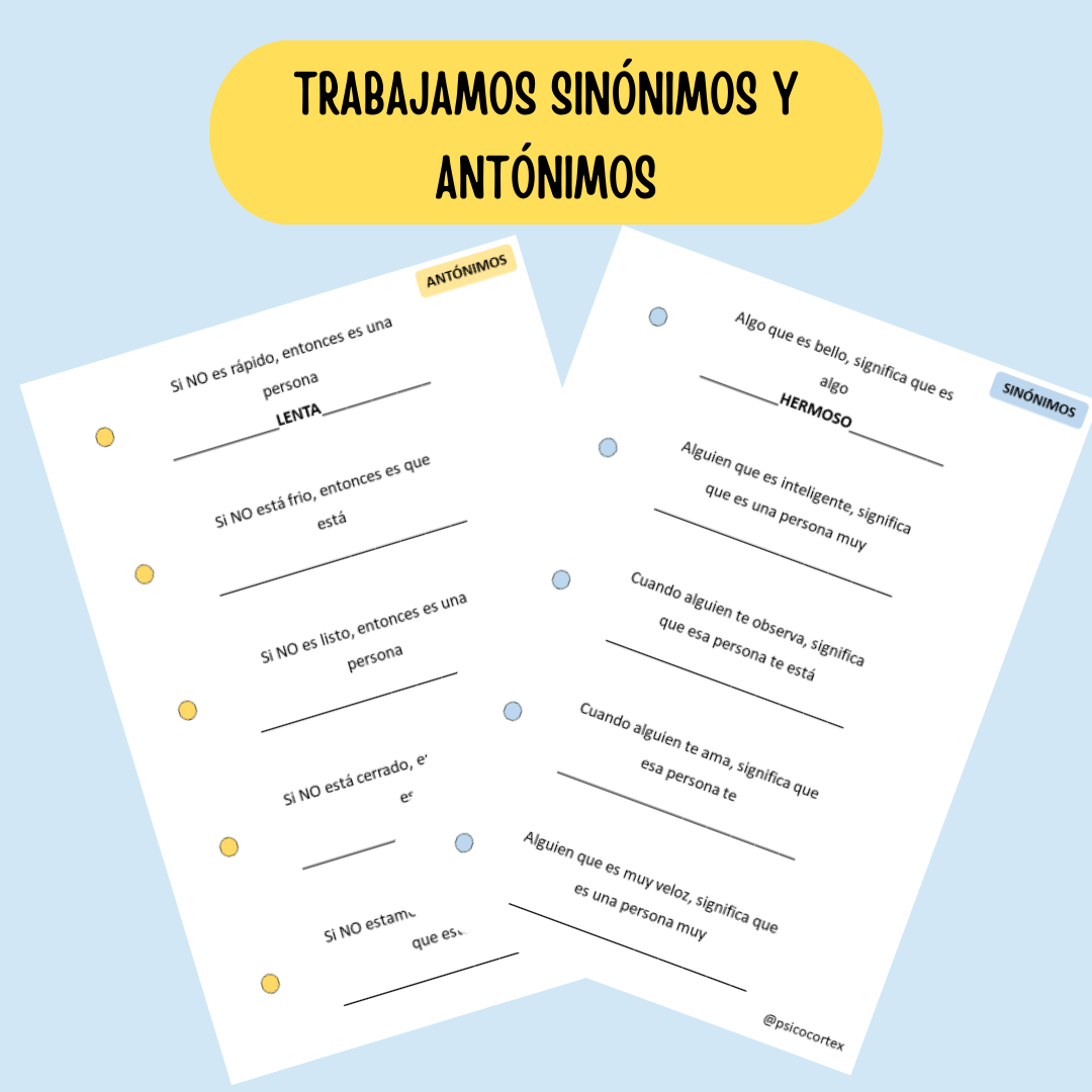 Trabajamos SINÓNIMOS Y ANTÓNIMOS - Aula en Juego